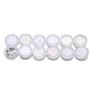 nail glitter sequins, multiple shapes high flash hand made diy craft glitter sequin for homemade cards(white)