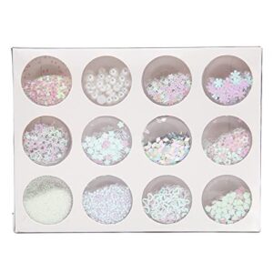 Nail Glitter Sequins, Multiple Shapes High Flash Hand Made DIY Craft Glitter Sequin for Homemade Cards(White)