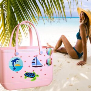 Lovyit Charm Accessories for Bogg Bag - Rubber Beach Bag Accessories Charm Insert, 3pcs Flowers Dolphin Beach Totes Charm Decoration Insert for Simply Southern Beach Totes Bag (3pcs, Dophlin+Sail)