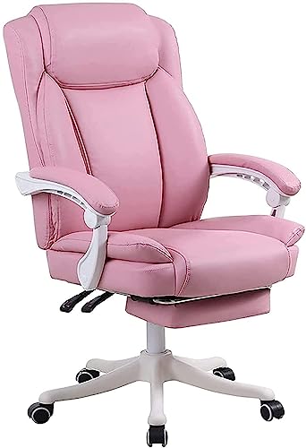 Office Chair Desk Chair Computer Chair Game Chairs for Adults Ergonomic Office Chair Leather Office Chair, Adjustable Tilt Angle, Executive Desk Pc Swivel Chair, Pink Computer Chair