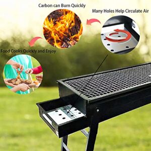 Asfety Folding Portable 23.6" Barbecue Charcoal Grill For Outdoor Cooking, Stainless Steel Small Smoker BBQ Folding Rack, BBQ Tool Kits for Terrace Camping Picnics Beach Hiking Party