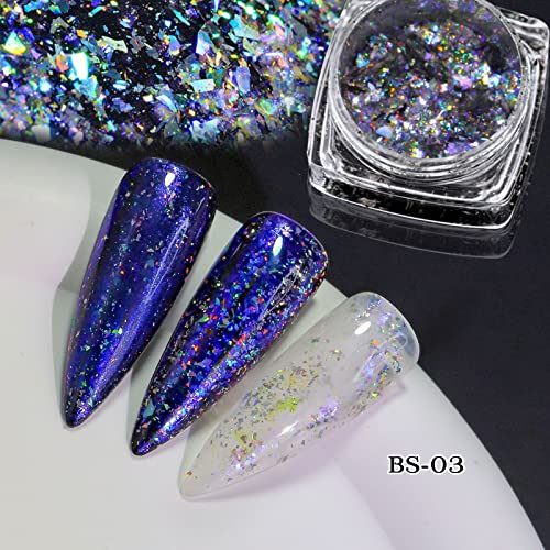 ljhnba Opal Powder Irregular Foil Loose Glitter Pigments Eyeshadow Nail Art Resin Crafts Manicure Chrome Decoration