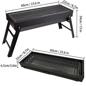 Asfety Folding Portable 23.6" Barbecue Charcoal Grill For Outdoor Cooking, Stainless Steel Small Smoker BBQ Folding Rack, BBQ Tool Kits for Terrace Camping Picnics Beach Hiking Party