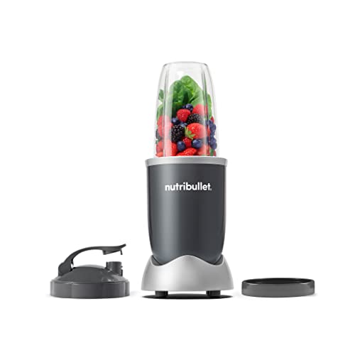 nutribullet Personal Blender for Shakes, Smoothies, Food Prep, and Frozen Blending, 24 Ounces, 600 Watt, Gray, (NBR-0601) & 18 Ounce Short Cup with Standard Lip Ring, Clear/Gray (NBM-U0269)