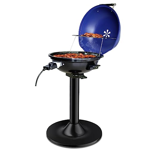 High Power 1800W Smokeless Non-Stick Indoor/Outdoor Electric Grill With Stand, ManVi 15-Serving Removable BBQ Grill Electric Barbecue Grill Portable Camping Grill For Apartment, Patio,Balcony, Kitchen