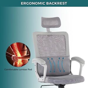 Office Chair, Ergonomic Mesh Home Office Computer Chair with Lumbar Support/Adjustable Headrest/Armrest and Wheels/Mesh High Back/Swivel Rolling