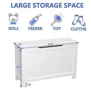 Singoulity Wooden Toy Box Chest with Lid Toy Storage Organizer Boxes Bins Baskets for Kids Boys Girls Nursery Playroom (White)