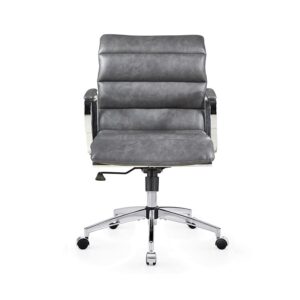 CIATRE Swivel Office Desk Chair with Luxury Executive Design - Ergonomic Computer Chair with Adjustable Height, Armrests, and Brown PU Leather (Grey)