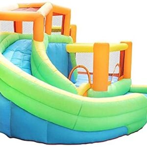 Bouncy Castle, Inflatable Castle Inflatable Castle Family Children's Playground Outdoor Play Equipment Small Trampoline Slide Combination for Kids (Orange 510X385X265Cm)