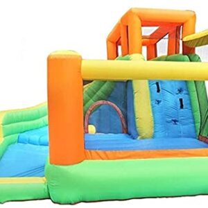 Bouncy Castle, Inflatable Castle Inflatable Castle Family Children's Playground Outdoor Play Equipment Small Trampoline Slide Combination for Kids (Orange 510X385X265Cm)