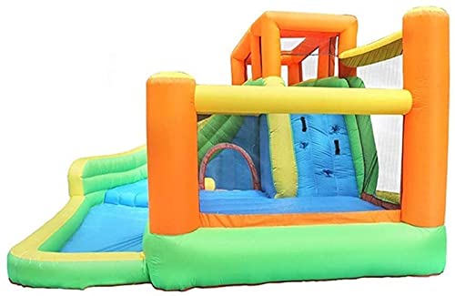 Bouncy Castle, Inflatable Castle Inflatable Castle Family Children's Playground Outdoor Play Equipment Small Trampoline Slide Combination for Kids (Orange 510X385X265Cm)