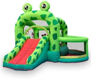 bouncy castle, inflatable castle, frog inflatable bouncer, activity air trampoline house with slide and blower, outdoor family playground garden kid toys gift