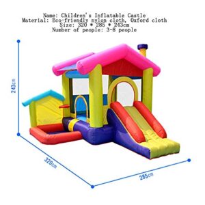 Bouncy Castle, Inflatable Castle Jumping Slide Bounce House, Children's Trampoline with Blower, Suitable for Outdoor Family Playground Garden Kid's Play and Entertainment