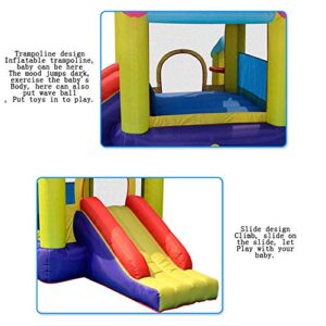 Bouncy Castle, Inflatable Castle Jumping Slide Bounce House, Children's Trampoline with Blower, Suitable for Outdoor Family Playground Garden Kid's Play and Entertainment