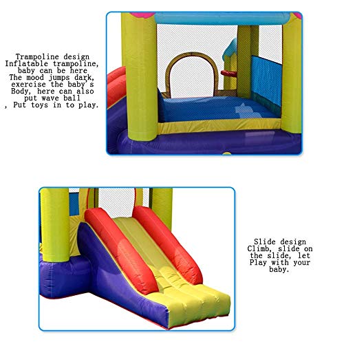 Bouncy Castle, Inflatable Castle Jumping Slide Bounce House, Children's Trampoline with Blower, Suitable for Outdoor Family Playground Garden Kid's Play and Entertainment