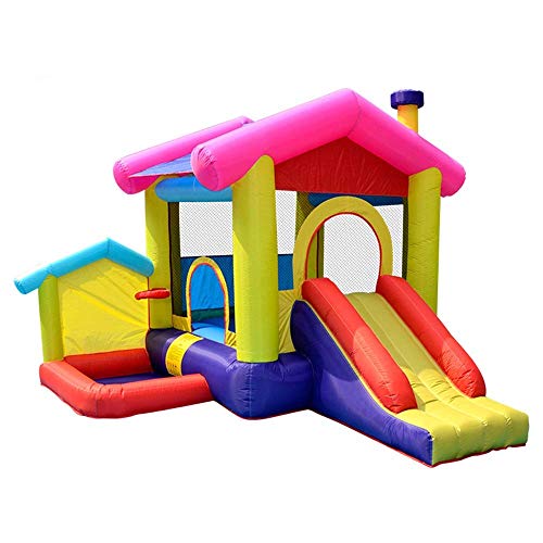 Bouncy Castle, Inflatable Castle Jumping Slide Bounce House, Children's Trampoline with Blower, Suitable for Outdoor Family Playground Garden Kid's Play and Entertainment