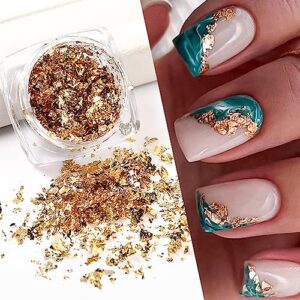 2 bottles in different styles gold foil for nails golden glitter design gold foil fragments and irregular gold flakes for nails 3d glitter nail sequins decoration