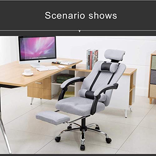 XXXDXDP Office Chair High Back Executive Computer Desk Chair - Adjustable Lumbar Support, Slidable Headrest and Flip-up Arms, Thick Padding for Comfort