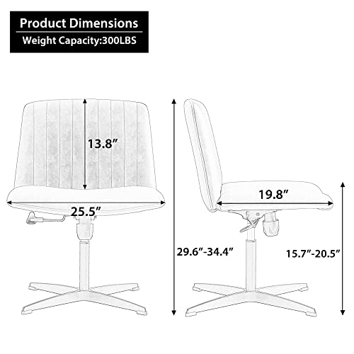 XYZTech Mid Back Executive Home Office Chair Stylish PU Leather Chair Swivel Makeup Desk Chairs Height Adjustable Modern Armless Computer Task Study Chair (Style 3)