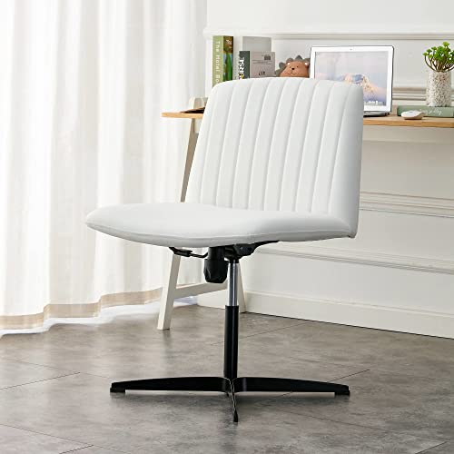 XYZTech Mid Back Executive Home Office Chair Stylish PU Leather Chair Swivel Makeup Desk Chairs Height Adjustable Modern Armless Computer Task Study Chair (Style 3)