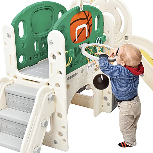 8-in-1 Toddler Indoor and Outdoor Castle Playset, Kids Baby Slide Set Playground Backyards for Age 1-3 (02)