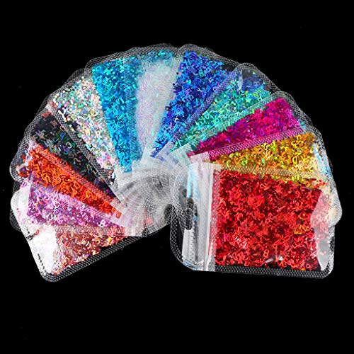 zuarfy Alphabet Holographic Letters Chunky Resin Fillers DIY Nail Art Resin Supplies Epoxy Resin Fillers for DIY Mixed Sequins