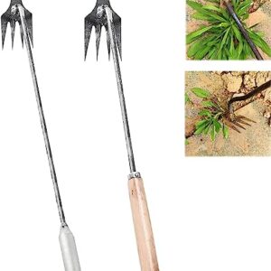 2 Packs Weeding Artifact Uprooting Weeding Tool, Weed Puller, 4 Teeth Manganese Steel Forged Hand Weeder, Dual Purpose Hand Remover for Garden Yard Farm Weed Removal for Garden Yard Farm Weed Removal