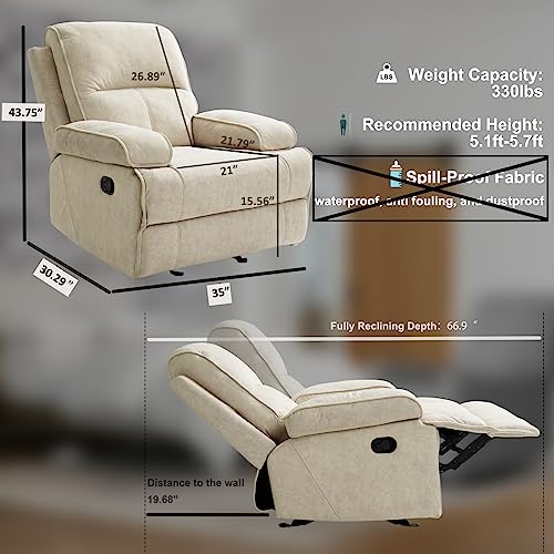 Harkawon Recliner Chair Glider Rocking Recliner Fabric Chair, Comfy Upholstered Glider Rocker for Nursery, Modern Armchair with Tall Back for Living Room, Bedroom