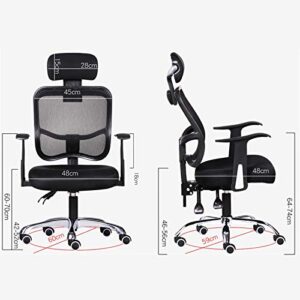 Mlaea Lawyer Hospital Office Chair, Adjustable Height Armchair High Back Comfortable Desk Chairs, Executive Swivel Chair, 48 * 48 * 64-74CM(Color:Black)