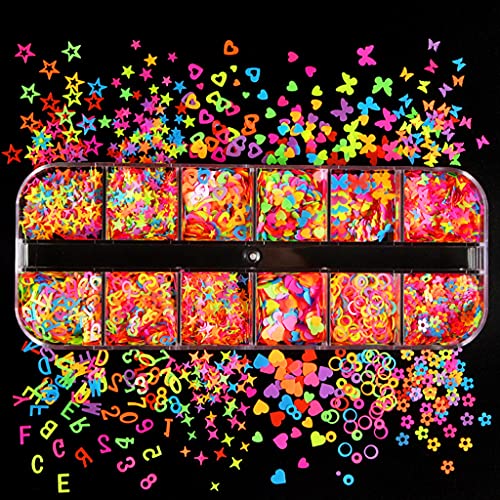 Glitter Flakes Stars Love Heart Numbers English Mixed Sequins Epoxy Resin Mold Filler Nail Art Decorations