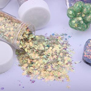 Craft Glitter Set 12 Colors Holographic Glitter Sequins Resin Rainbow Glitter for Body Face Nail Art Craft