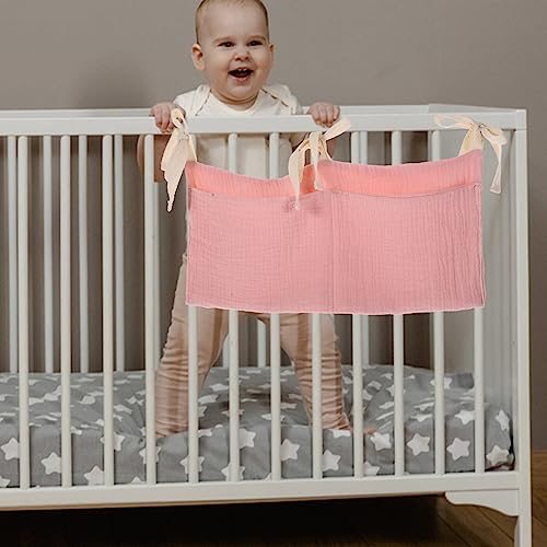 Toyvian Portable Crib Baby Crib Organizer Bag Baby Bedside Hanging Storage Bags 2 Pockets Organizer Diapers Pocket for Baby Crib Nursery Hanging Supplies Portable Stroller