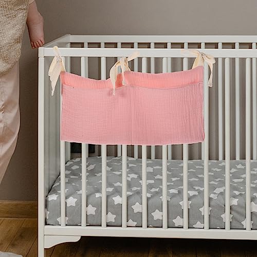 Toyvian Portable Crib Baby Crib Organizer Bag Baby Bedside Hanging Storage Bags 2 Pockets Organizer Diapers Pocket for Baby Crib Nursery Hanging Supplies Portable Stroller