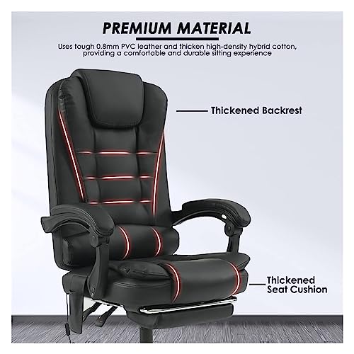 Adjustable Executive Massage Office Chair Reclining High Back Chair Big Tall Leather Ergonomic Swivel Task Chair with Footrest