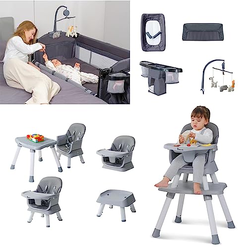 zebrater 5 in1 Baby Bassinet Bedside Crib and,8 in 1 High Chairs for Babies and Toddlers.