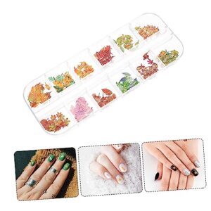 FOMIYES 1 Set Nail Art Accessories Thanksgiving Costume Leaf Nail Glitter Thanksgiving Nail Decoration Christmas Decor Nail Art Decoration Manicure Charms Flake Nail Flower Flake Wood Pulp