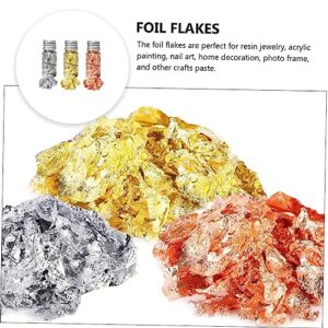 Hemoton 3 Gold Foil Nail Glitter Sequins Foil Nail Chip Glitter Gold Flake Sheets Girls Suit Glitter Set Flakes for Nails Decorative Foil Paper Baking Foil Paper Nail Flakes Blade