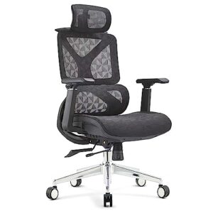 ergonomic office chair, mesh computer chair, home office desk chair, task chair with lumbar support, 90°-165° tilt angle, adjustable headrest & armrest, 360° rotation chair (color : black-without foo