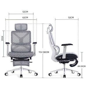 Ergonomic Office Chair, Mesh Computer Chair, Home Office Desk Chair, Task Chair with Lumbar Support, 90°-165° Tilt Angle, Adjustable Headrest & Armrest, 360° Rotation Chair (Color : Black-Without Foo