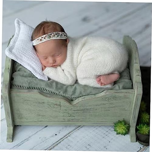 Alasum 1pc Cot Photo Props Newborn Crib Wooden Crib Newborn Props Infant Photo Crib Baby Photo Prop Baby Photography Bed Wood Green New Born Photo Crib Baby Photography Crib Modeling Baby