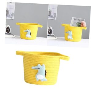 beatifufu tv controller holder desktop sundries organizer storage basket toy container woven tray fruit containers bracket storage box storage bucket storage rope cell phone yellow child