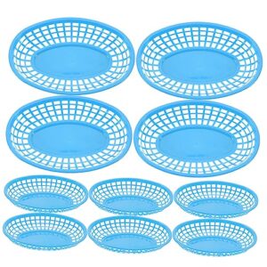 kjhbv 12pcs snack plate hamburger basket plastic hamper vegetable food basket for snacks pp blue snack baskets food basket ktv snacks basket at home afternoon tea plastic food