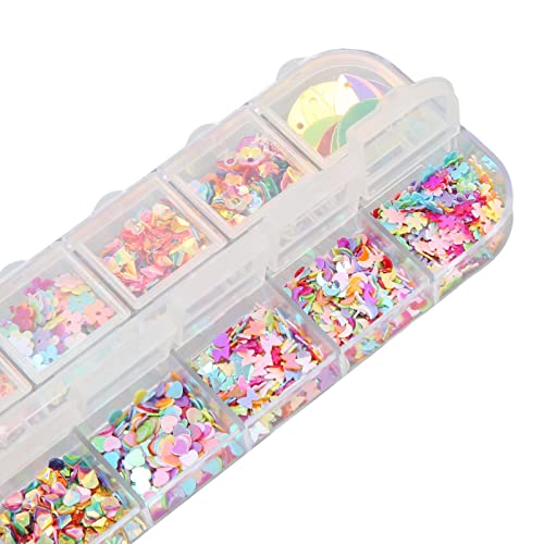 Okuyonic Nail Decals Flakes, Portable Attractive Decoration Art Glitter Sequins for Nail Art Craft Makeup