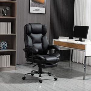 Executive Office Chair with Footrest-Ergonomic Design Computer Desk Chairs with Adjustable High Back Recliner Chair, Strong Metal Base, PU Leather, Black