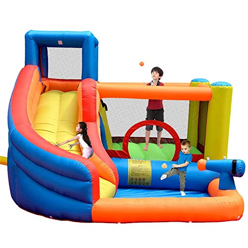 Bouncy Castle, Inflatable Castle Children'S Inflatable Castle Home Trampoline Indoor And Outdoor Jumping Bed Kindergarten Slide Playground Children'S Playground Inflatable Castle (Orange 320×280×210Cm