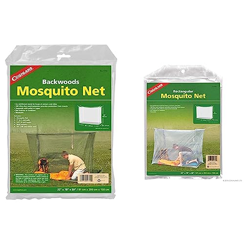 Coghlan's Single Wide Rectangular Mosquito Net, Green, Single Wide / 240-mesh & 9640 32x78 Mosquito Bed Net, Multicolor, Single Wide / 180-mesh