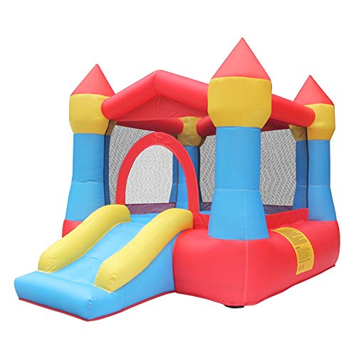 Bouncy Castle, Inflatable Castle Small Children's Trampoline Home Trampoline Indoor and Outdoor Slide Inflatable Castle Children's Playground Inflatable Castle (Orange 260×190×170Cm)