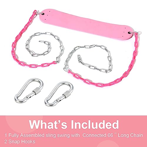 Pink Swing Seat - Heavy Duty Chain Plastic Coated - Playground Swing Set Accessories Replacement Gift Box Set Birthday Gift