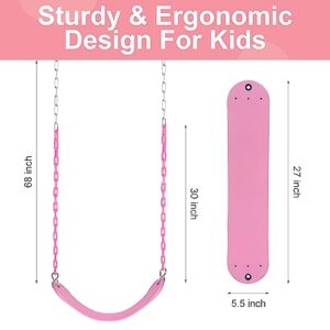 Pink Swing Seat - Heavy Duty Chain Plastic Coated - Playground Swing Set Accessories Replacement Gift Box Set Birthday Gift