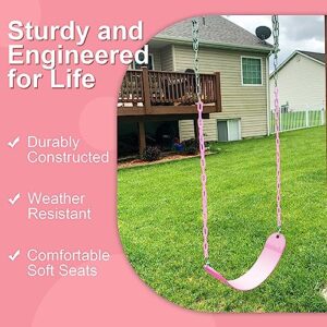 Pink Swing Seat - Heavy Duty Chain Plastic Coated - Playground Swing Set Accessories Replacement Gift Box Set Birthday Gift